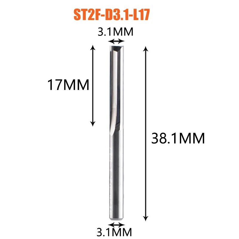 Dreanique 1 шт. две прямые канавки 1 мм-12 мм твердосплавная фреза для фрезерования древесины гравировка долбежная фреза ST2F-D3.1-L17-2