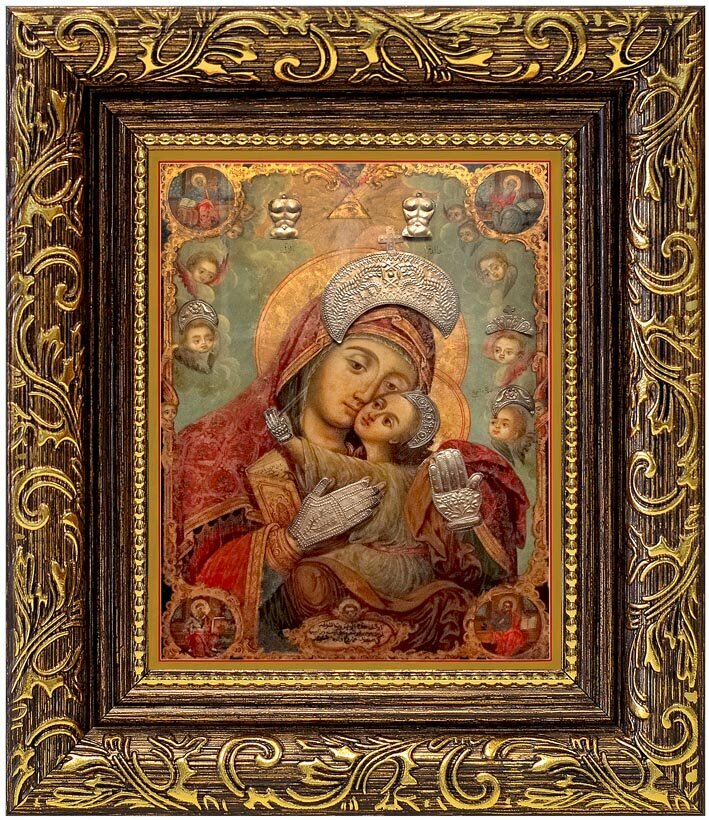 Сайданайская икона Божией Матери, в широкой темной пластиковой рамке 14,5*16,5 см