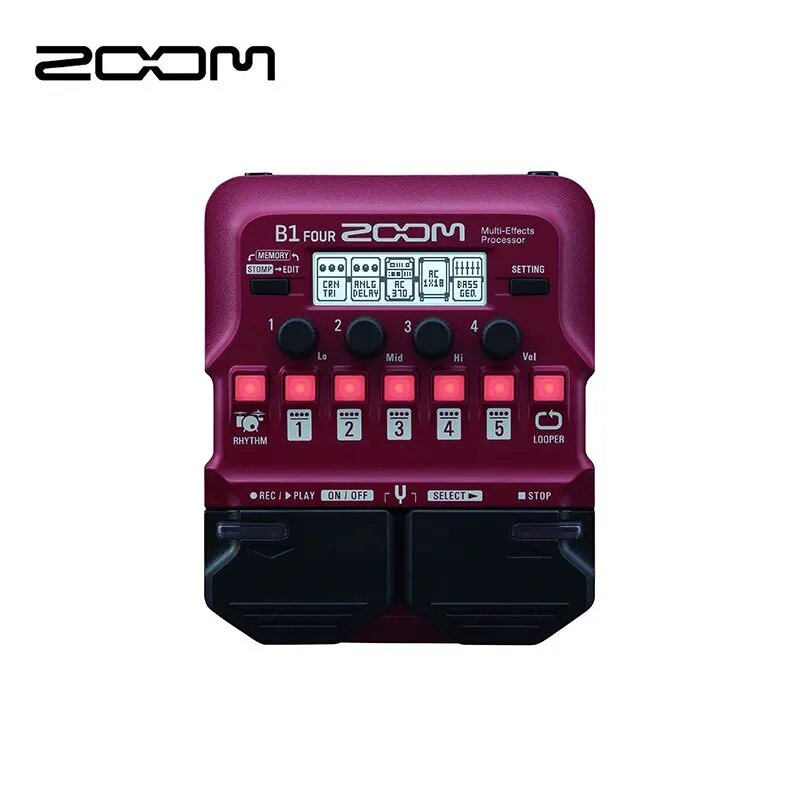 Zoom B1 FOUR Педаль басового мультиэффектного процессора, более 60 встроенных эффектов, моделирование усилителя, лупер, ритм-секция, тюнерzx