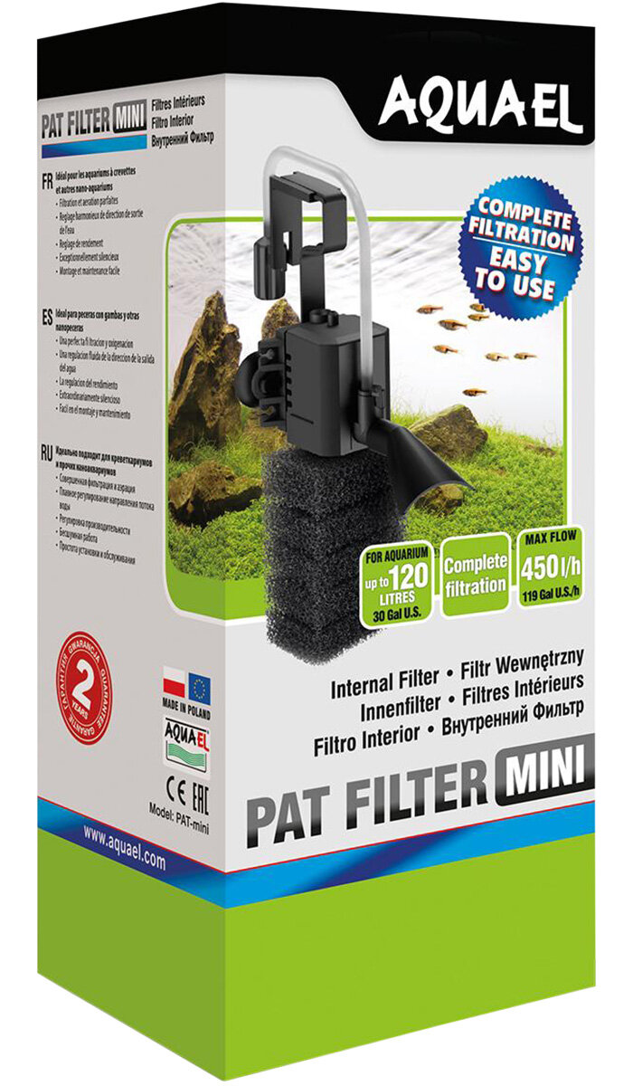 Помпа-внутренний фильтр AQUAEL PAT MINI для аквариума до 120 л, 400 л/ч, 4 Вт