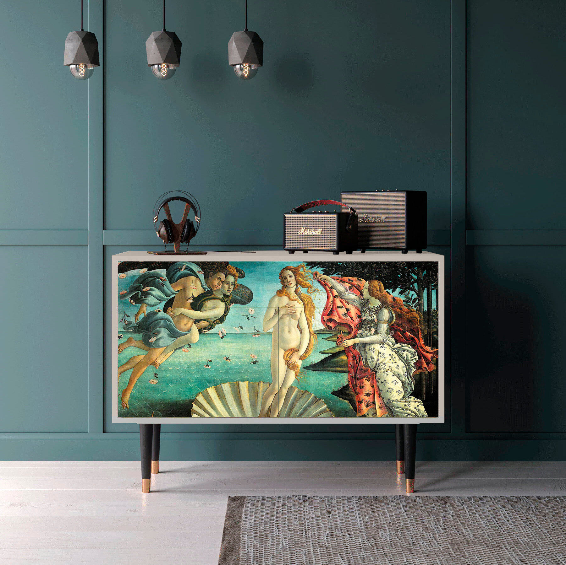 Комод - STORYZ - BS4 The Birth of Venus by Botticelli, Размер - 115 x 85 x 48 см, Цвет корпуса - Сатин