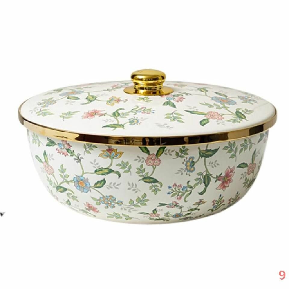 Эмалированный таз утолщенный с крышкой 29 см