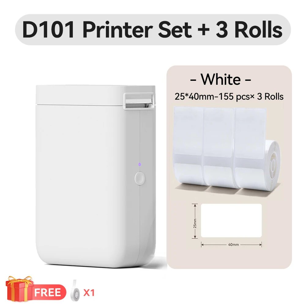 Niimbot D101 карманный термопринтер этикеток Add White 25x40-3R