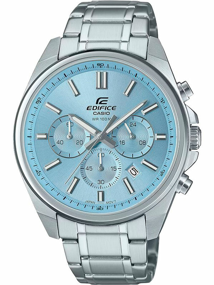 Наручные часы CASIO Edifice, голубой, серебряный — фото 1