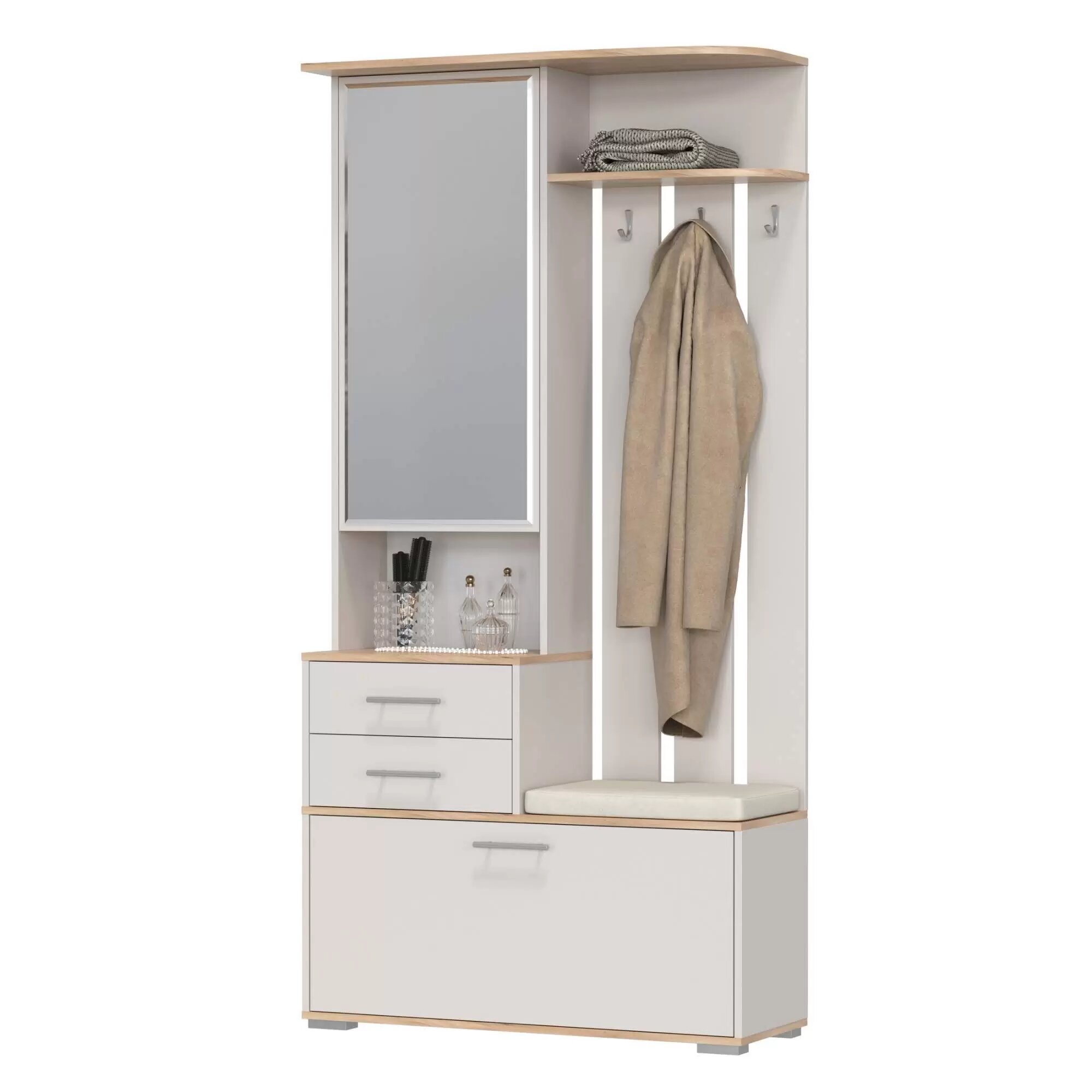 Прихожая Гранд кволити Домино (шкаф с вешалкой ) дуб крафт золотой/ кашемир 100х36х202см