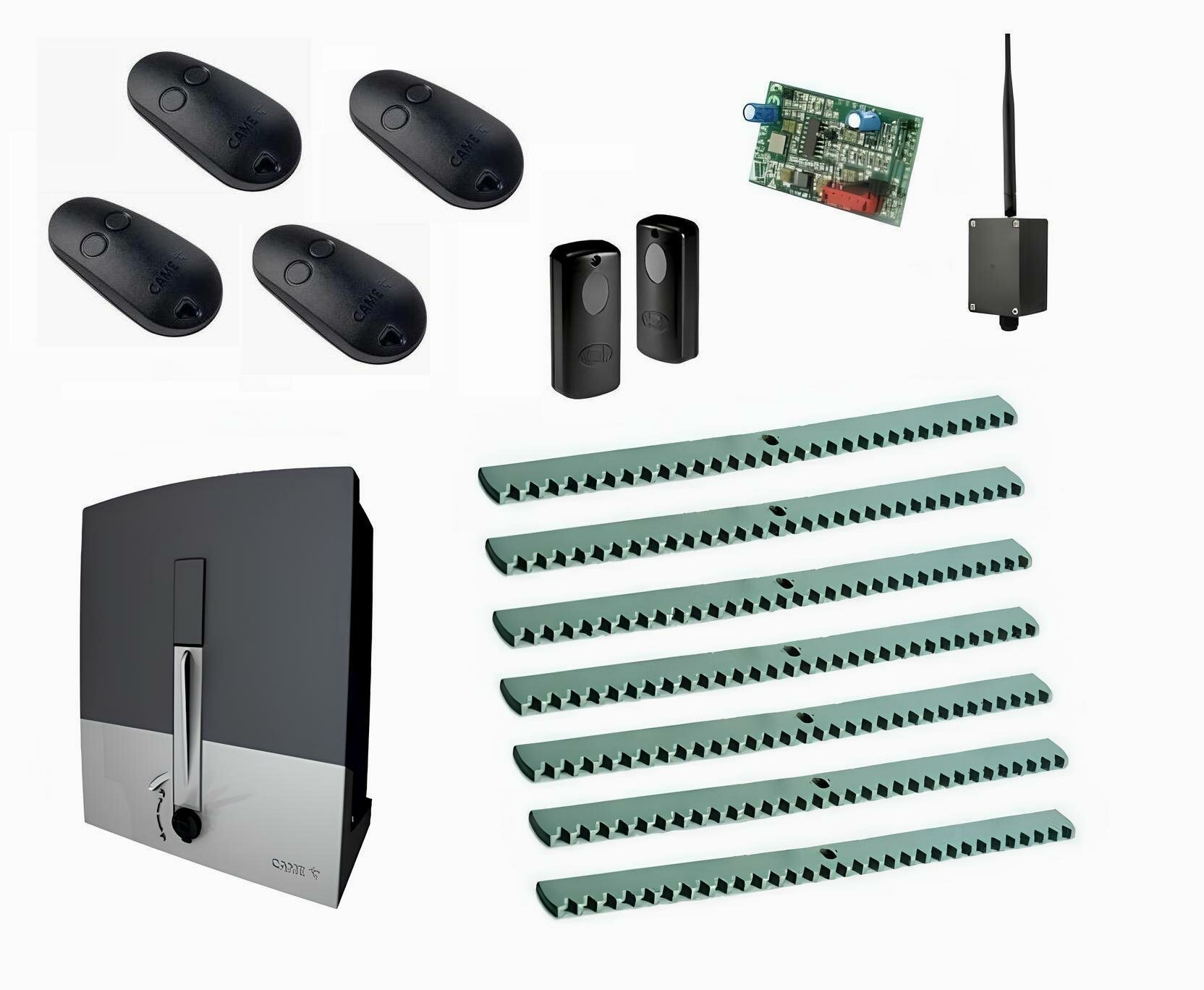 Автоматика для откатных ворот BXL04AGS KIT7-F-BT-T4, комплект: привод, радиоприемник, 4 пульта, фотоэлементы, 7 реек, Bluetooth-модуль