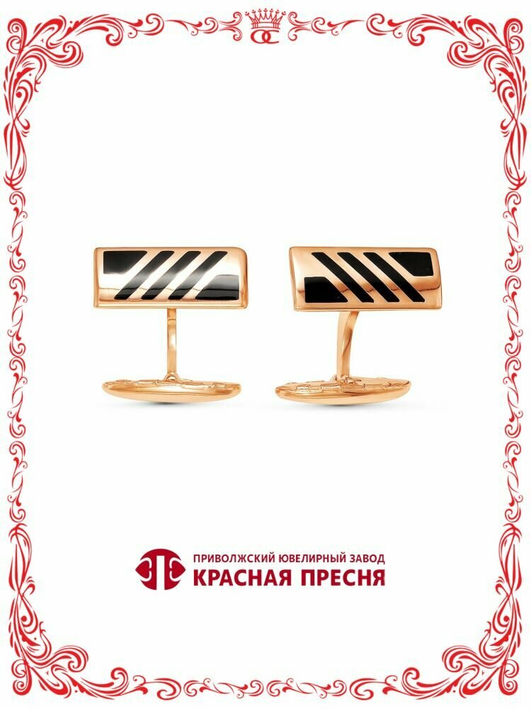 Запонки Красная Пресня, серебро, 925 проба, золочение