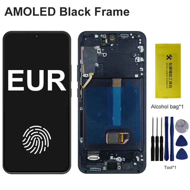 AMOLED для Samsung S22 Plus ЖК-дисплей S906B S906N с рамкой, дигитайзер сенсорного EUR Black Frame