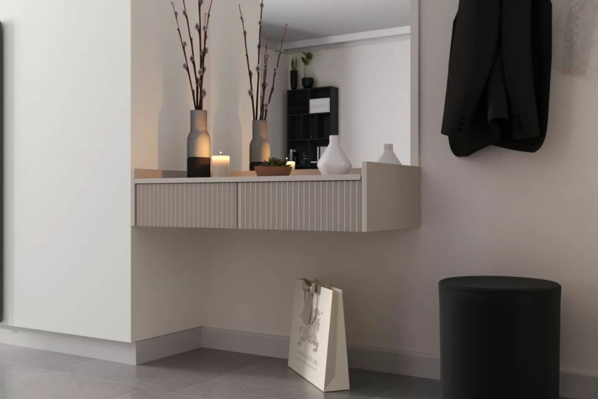 Подвесная тумба Салерно 2.2 (МДФ) SF-022 Сантьяго Кашемир 5981 BS NEW 100x35x22 см, бежевый Фиеста