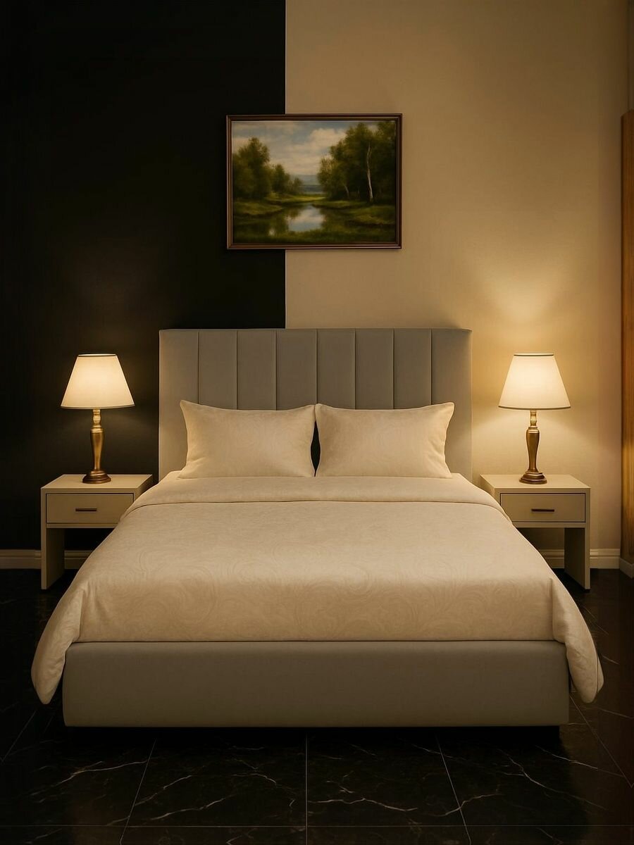 Кровать двуспальная 160х200 с подъемным механизмом, Линдон, светло-серая