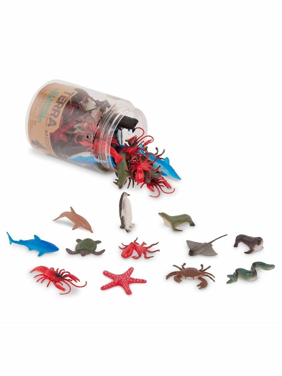 TERRA BY BATTAT Игровой набор фигурки Морские животные в тубе 60 предметов коллекционные игрушки для детей от 3 лет