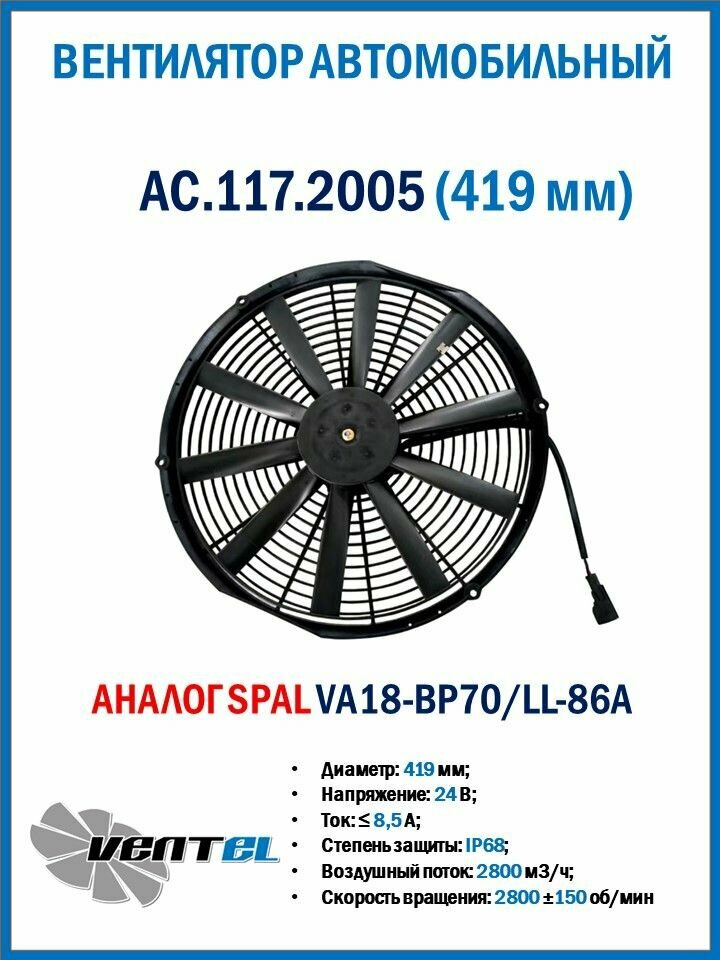 Вентилятор AC.117.2005 (419 мм) автомобильный