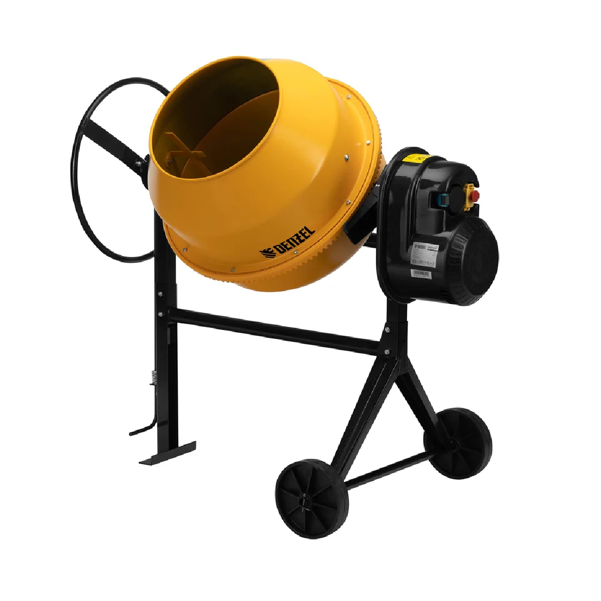 Бетономешалка DENZEL B-125, мощность 550 Вт, объем 130 л, черный/желтый