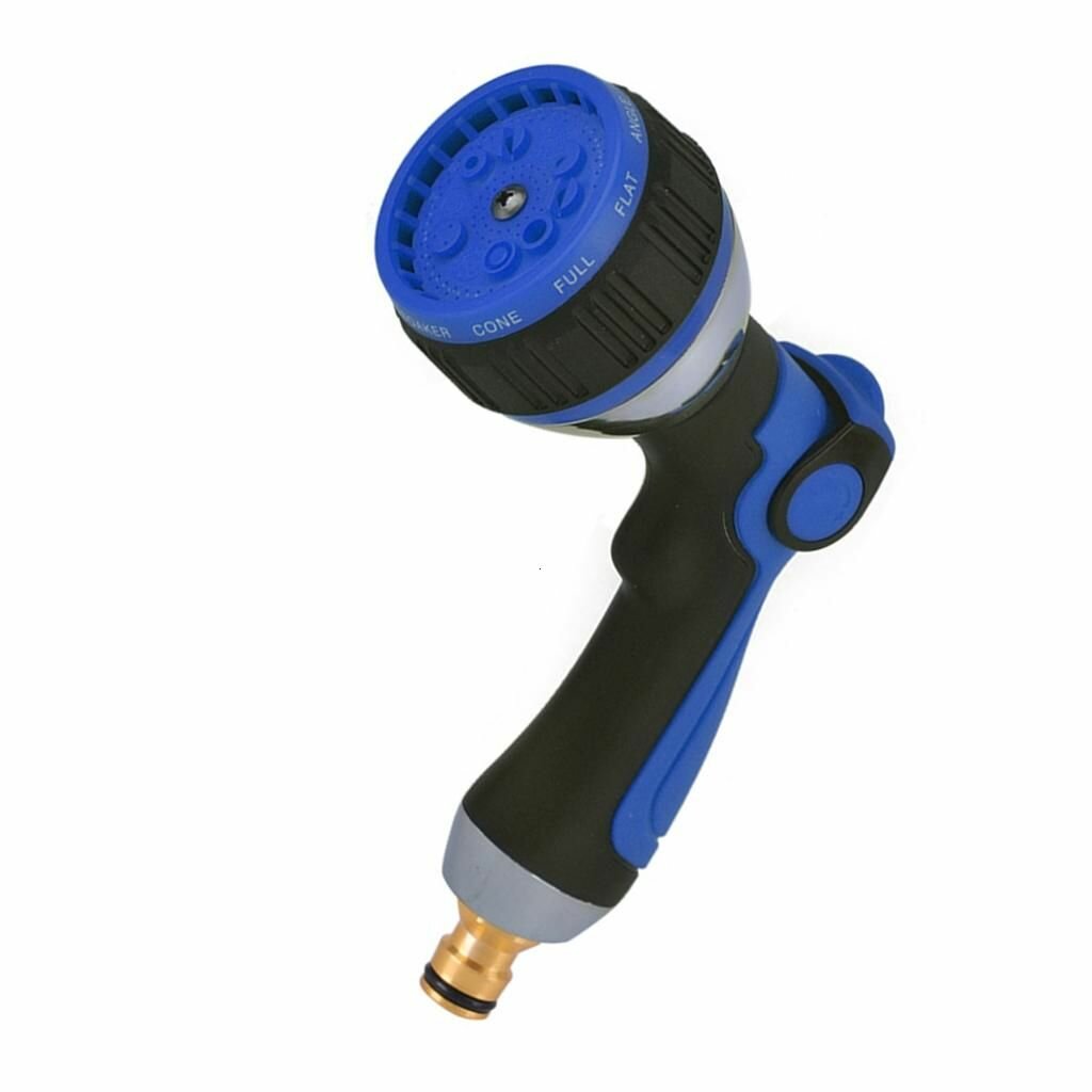 Водяной пистолет-распылитель для автомойки 10-функциональный металлический водяной пистолет с покрытием для большого пальца-синий