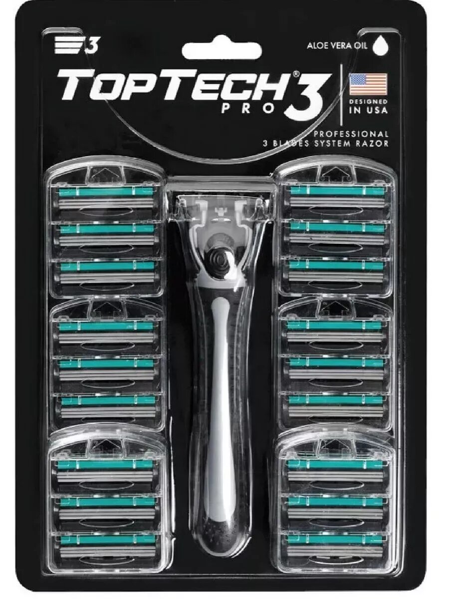 Top tech pro 3 мужская бритва 1 станок+ 25 сменных кас-1шт.