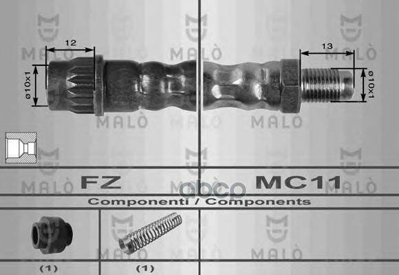 Шланг тормозной передн. Citroen Berlingo 96-, Xsara 97-, ZX 91-98, Peugeot 1007 05-, Partner 96- Malo арт. 8485