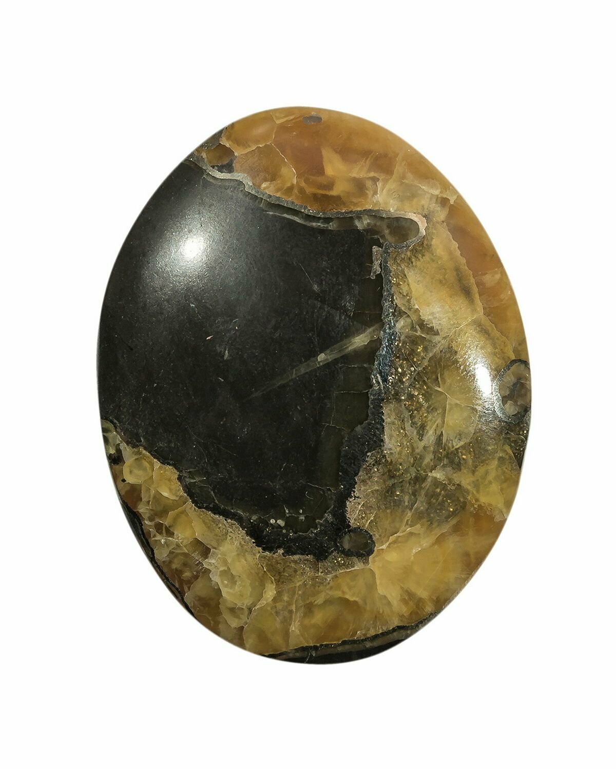 Кабошон из симбирцита размером 51х39х6 мм. На подложке.