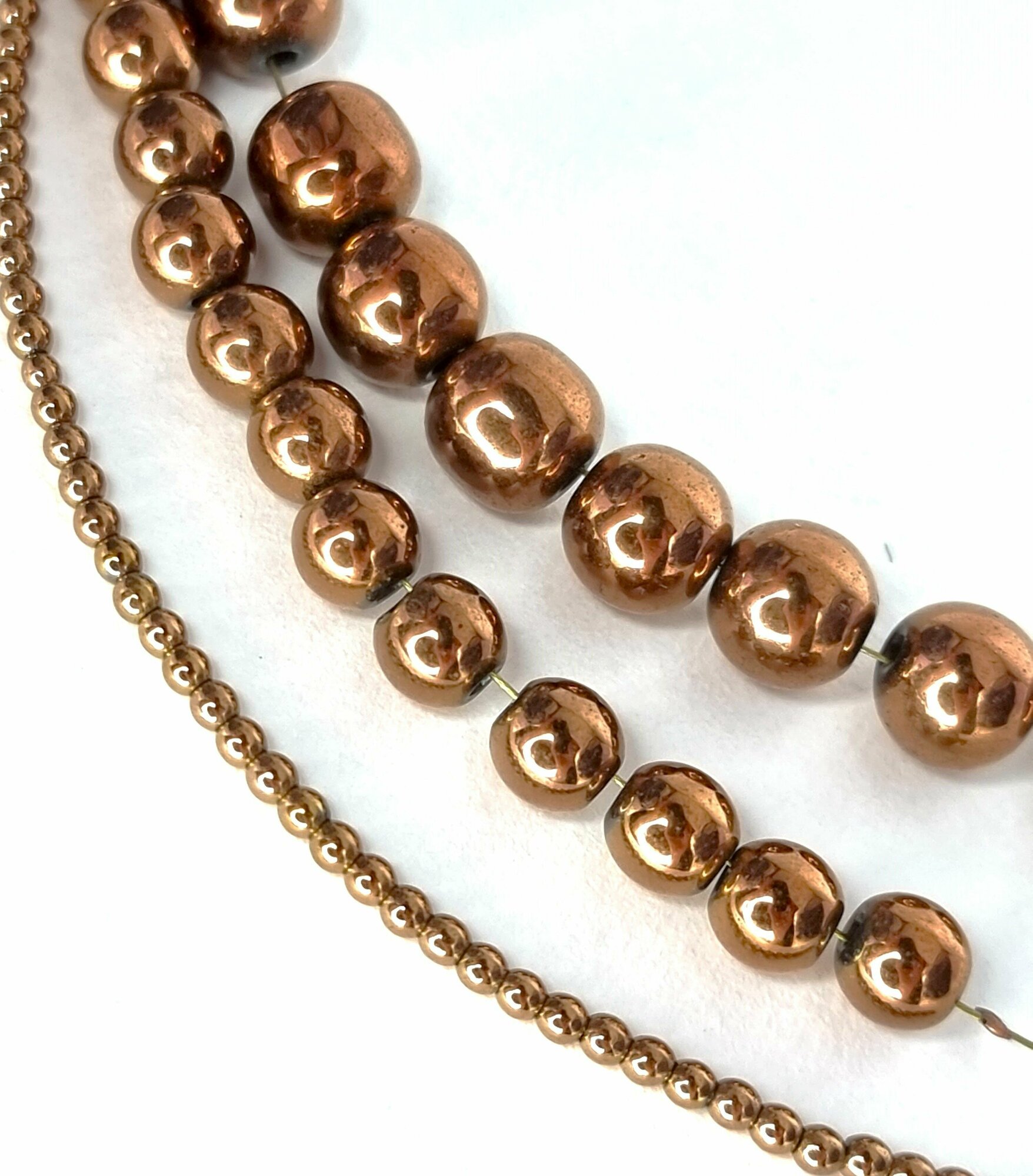 Гематит . Медный металлик. Круглый. 8,6,2мм. 72шт.