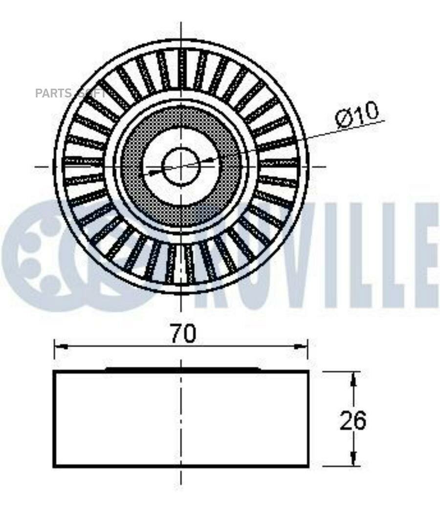 542053 RUVILLE Ролик руч. ремня FORD GALAXY, MONDEO IV, S-MAX 2.2TDCi 08=>