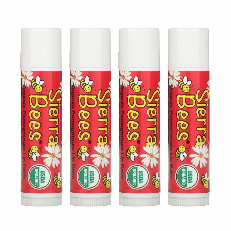 Sierra Bees, Органические Бальзамы для губ, Гранат, 4 шт. 4,25 г каждый