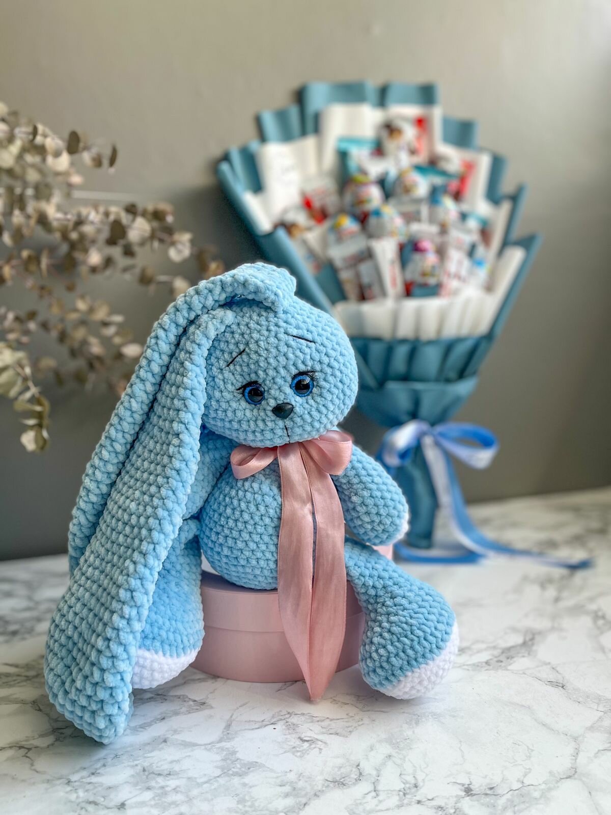 Мягкая игрушка "Плюшевая зайка", ручная работа, велюр, 29 см