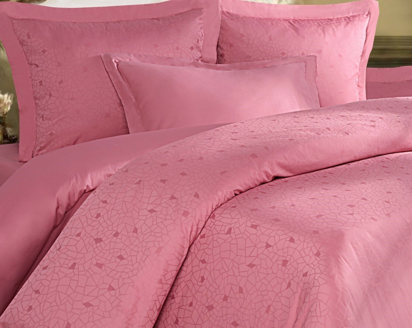 Постельное белье от Mona Liza Royal семейный наволочки 70х70(2шт) и 50*70(2шт) Мозаика брусника