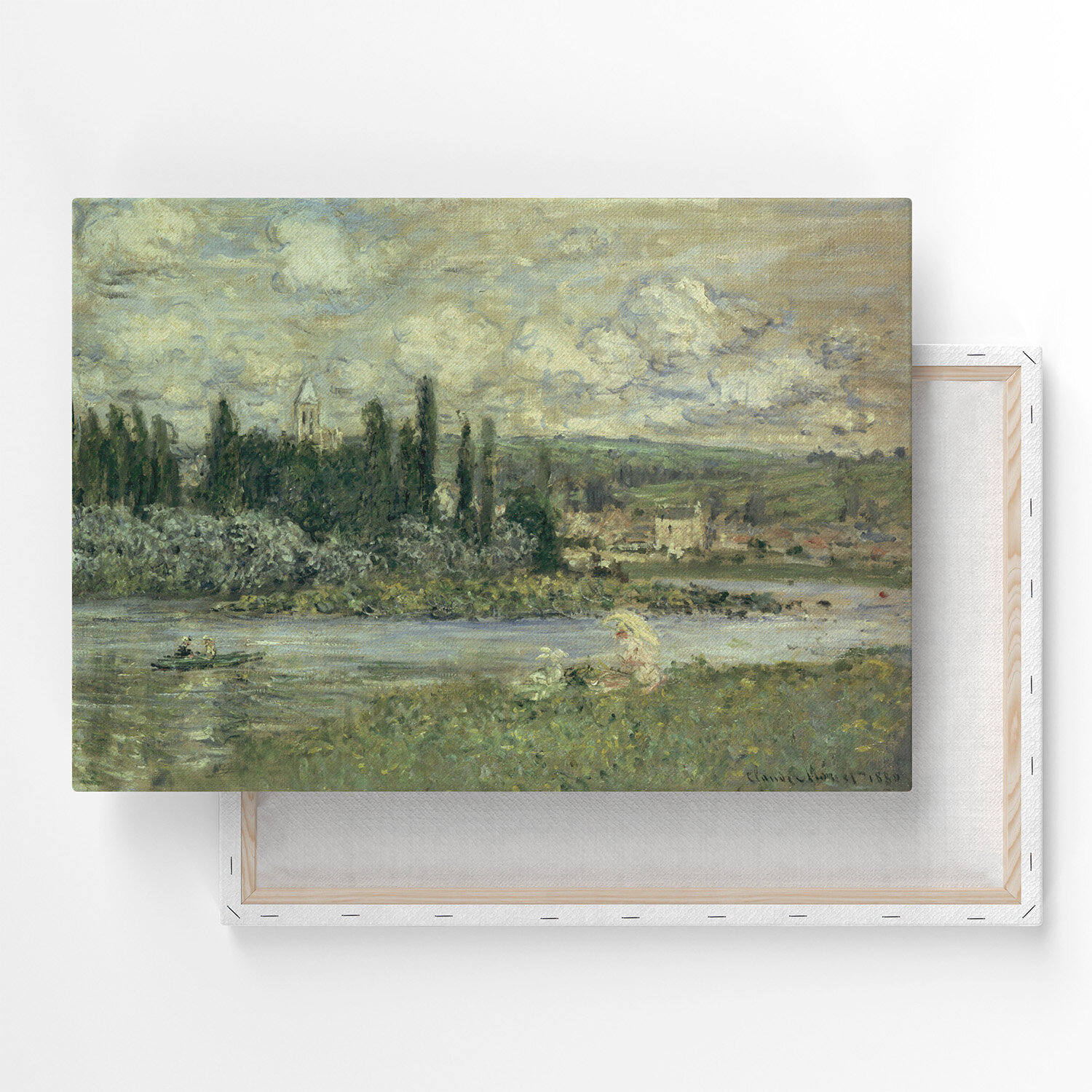 Картина на холсте, репродукция / Клод Моне - Вид на Ветёй / Размер 80 x 106 см