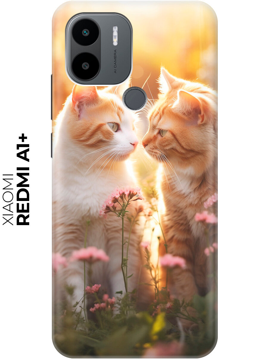 Силиконовый чехол на Xiaomi Redmi A1+ / A2+ / Poco C50 / C51 / Сяоми Редми А1 Плюс / А2 Плюс / Поко С50 / С51 с рисунком "Влюбленные котики"
