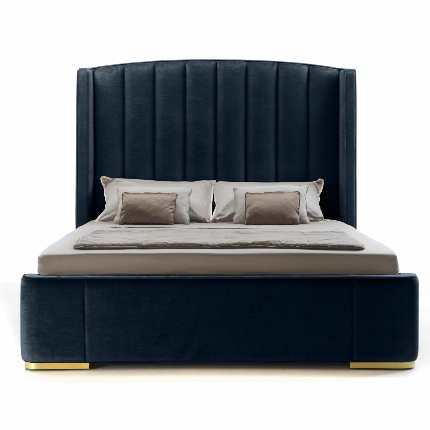 Двуспальная кровать Madison 160х200, высокое изголовье с подъемным механизмом, темно синий