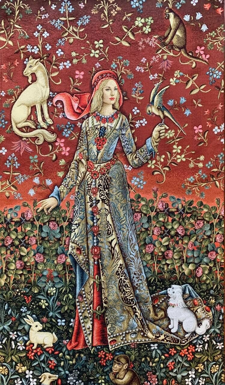 Панно гобеленовое на стену в средневековом стиле "Фауна", 124х70 см / Гобелен