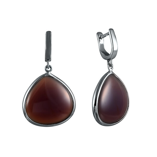 Серьги, серебро, 925 проба, агат