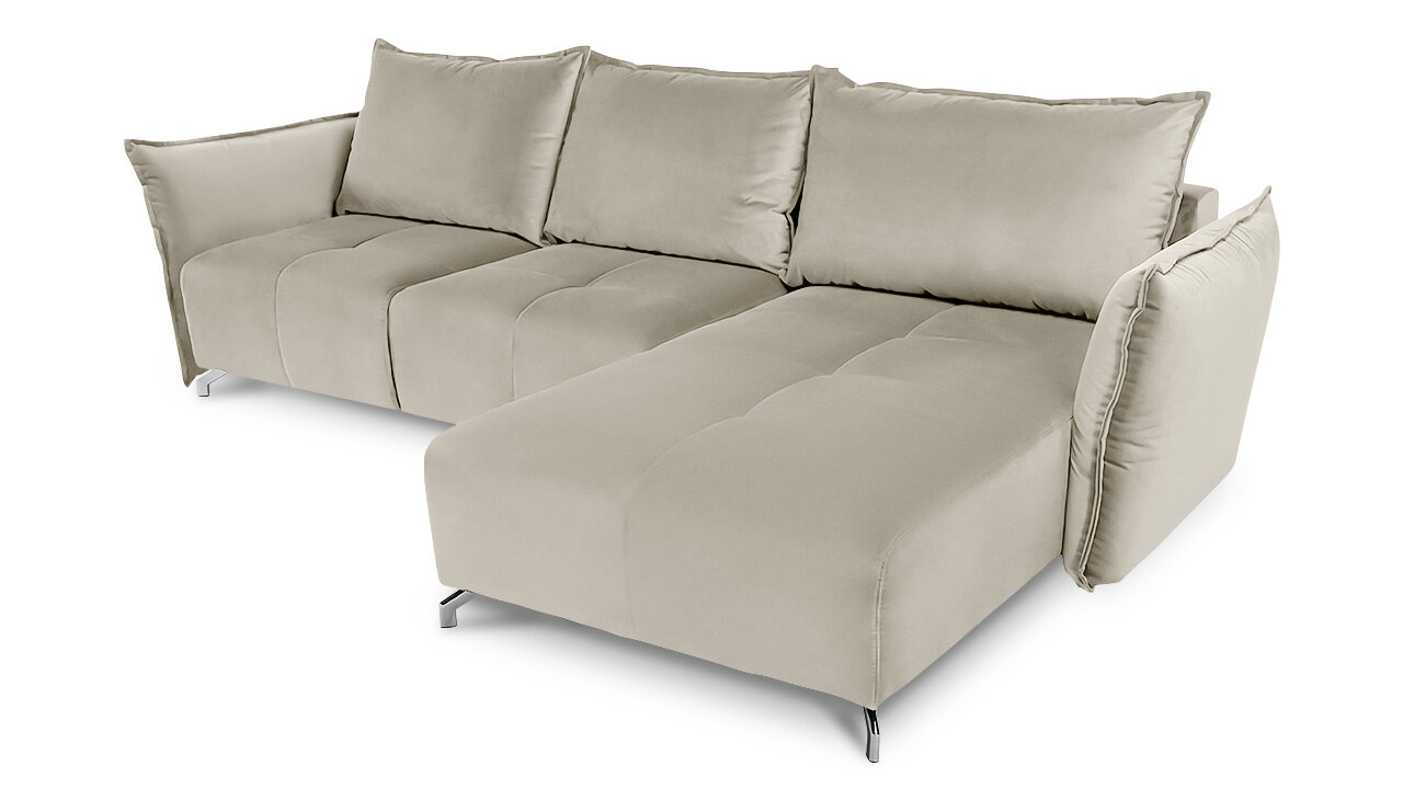 Диван с оттоманкой Дельта Лайт Vivaldi 04 NEW 325x186x100 см, бежевый Велюр, еврокнижка GOODFORM