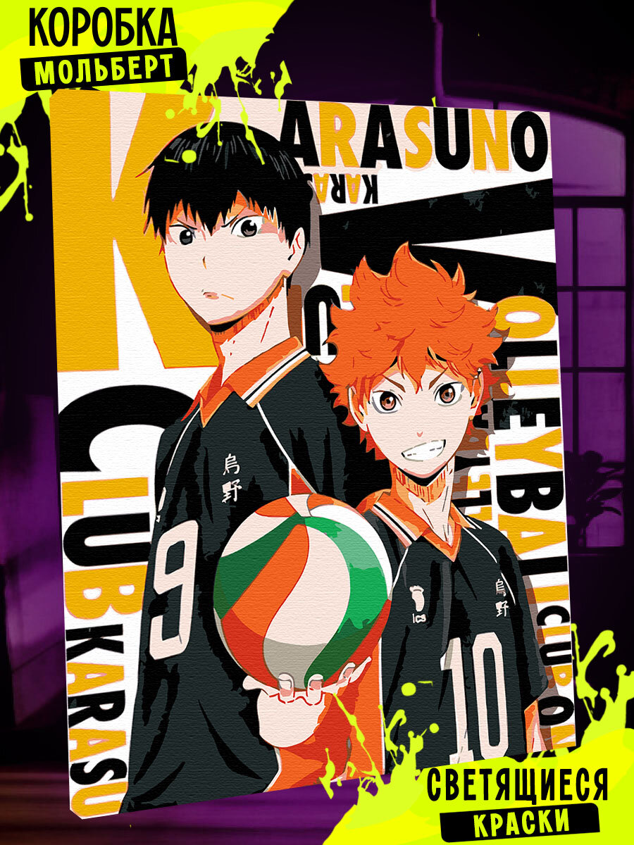 Картина по номерам светящаяся в темноте Волейбол haikyuu