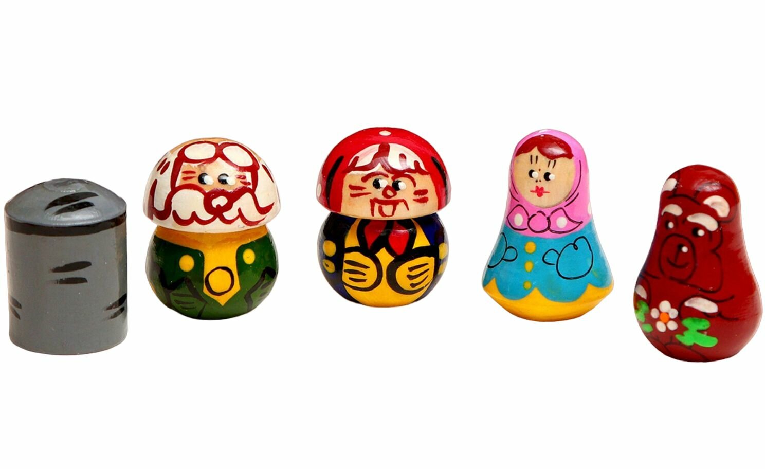 Пальчиковый кукольный театр "Маша и Медведь" для детей, деревянный детский сюжетно-ролевой набор из 5 фигурок-персонажей