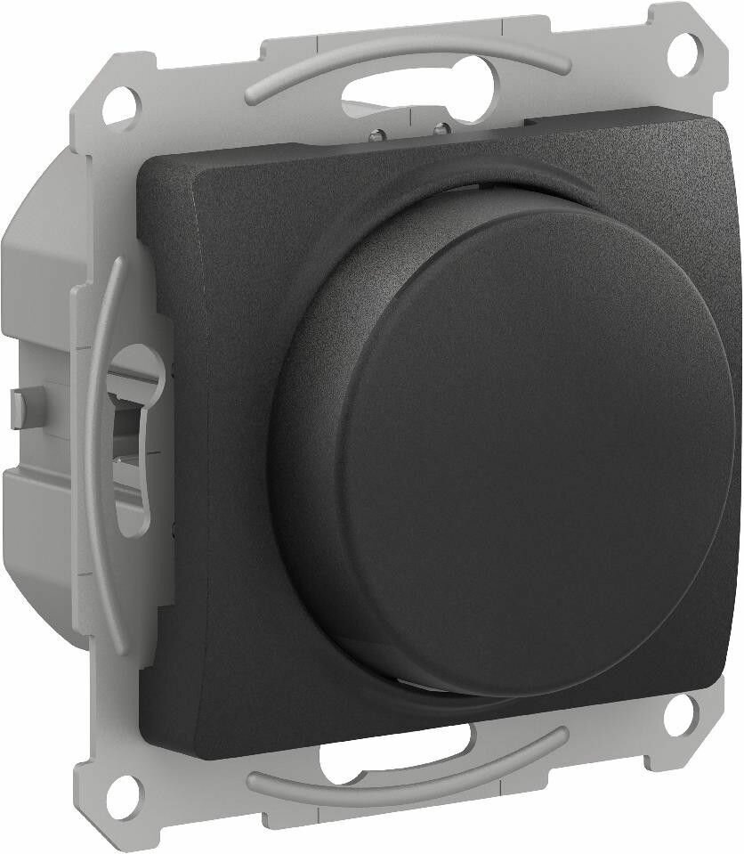 Диммер Systeme Electric поворотно-нажимной, мощность до 400 Вт, для светодиодов, цвет антрацит