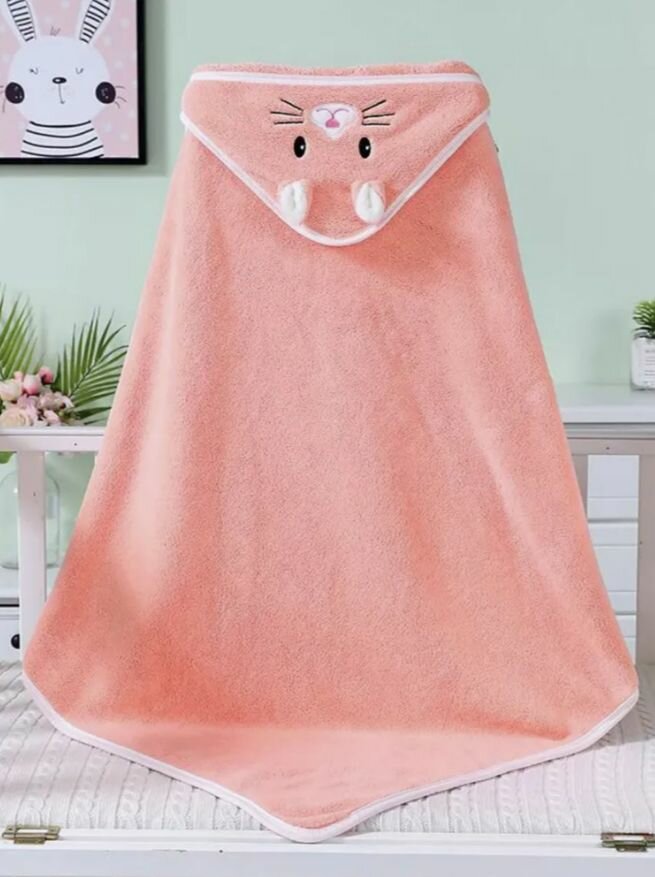 Полотенце-уголок махровое детское 80х80 см пончо с капюшоном