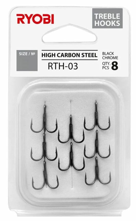 Крючок тройник рыболовный RYOBI RTH-03 №12 ( упк. по 8шт.)