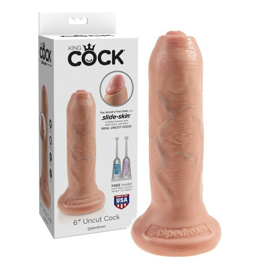 Фаллоимитатор на присоске "необрезанный" King Cock 6" Uncut Cock