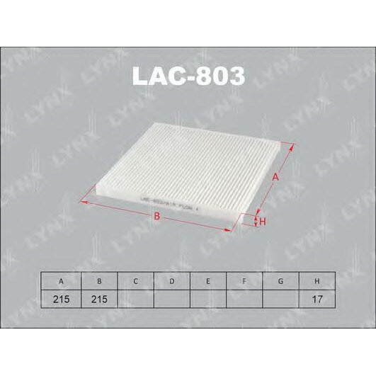 Фильтр салонный для автомобиля Subaru Mazda, LYNXAUTO LAC-803 (1 шт.)