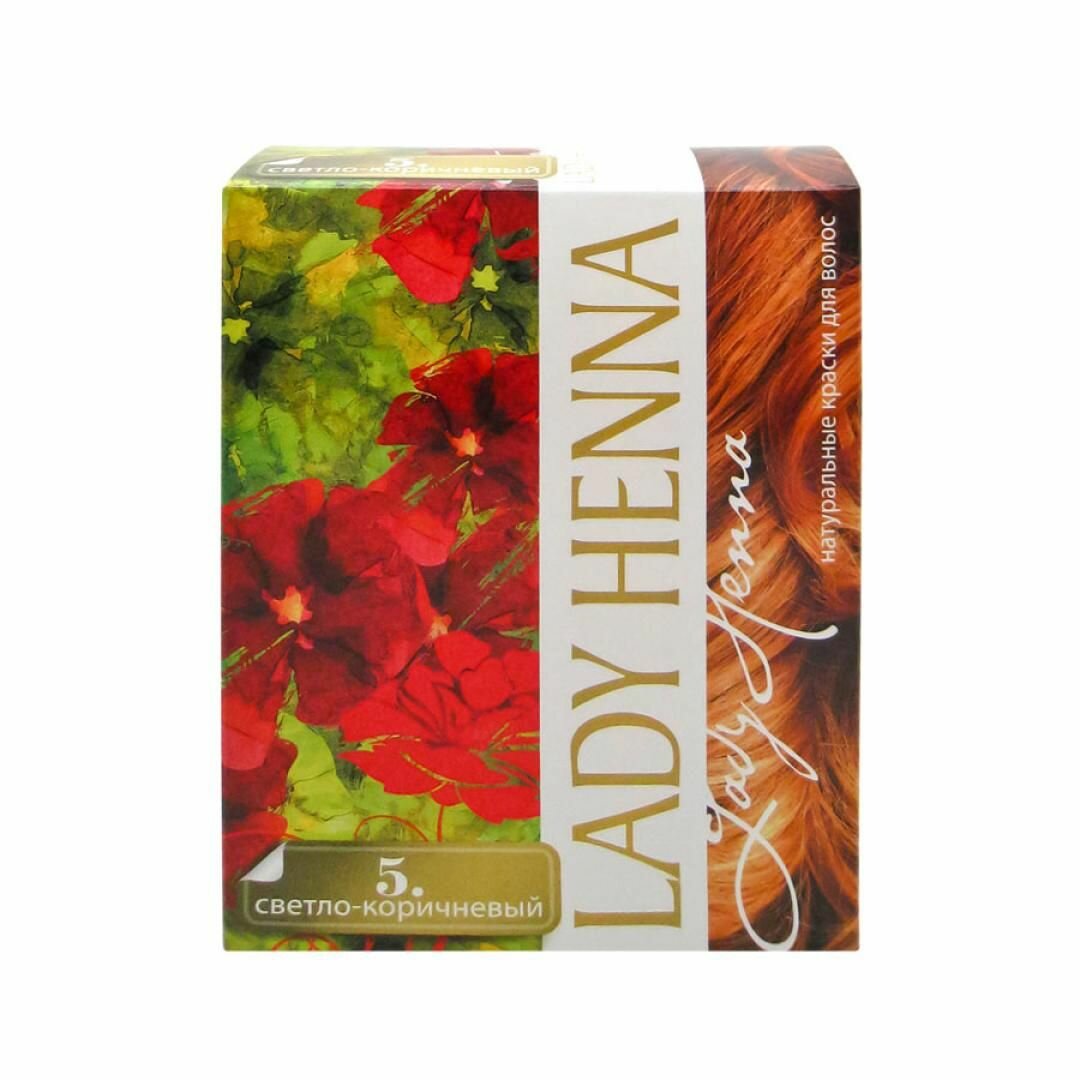 Lady Henna Краска для волос на основе Хны, Светло-Коричневая, 60 г