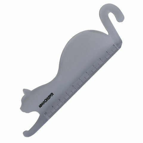 Линейка пластик 10 см юнландия "кошка", фигурная, тонированная прозрачная, европодвес, 210730