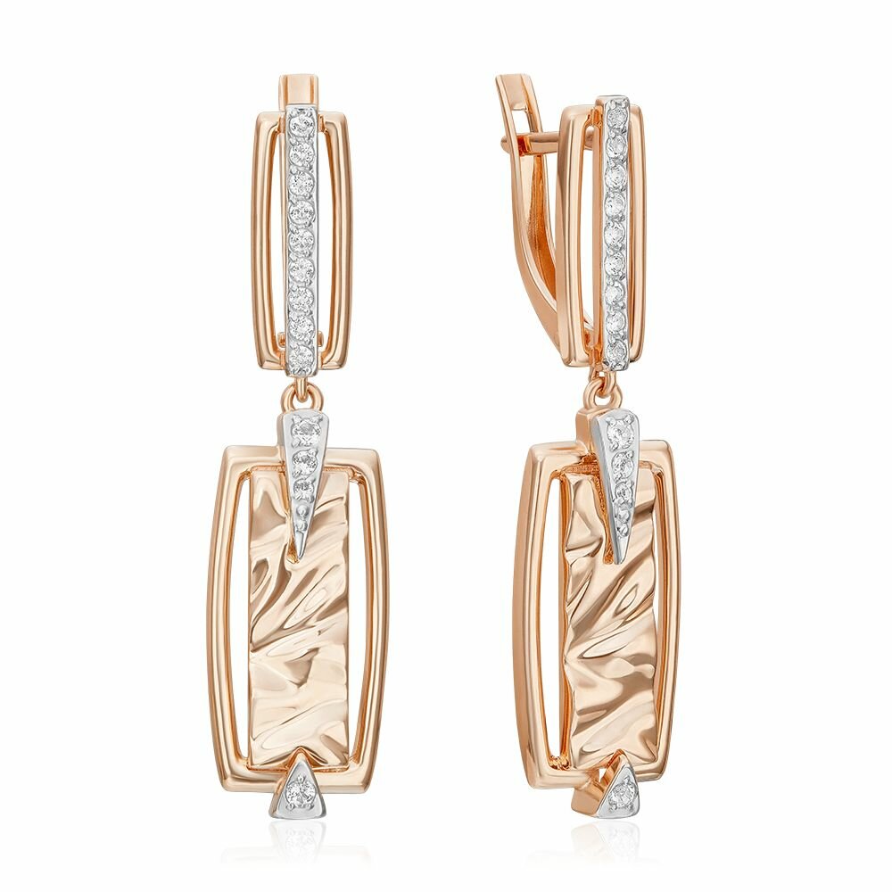 Серьги, комбинированное золото, 585 проба, родирование, топаз