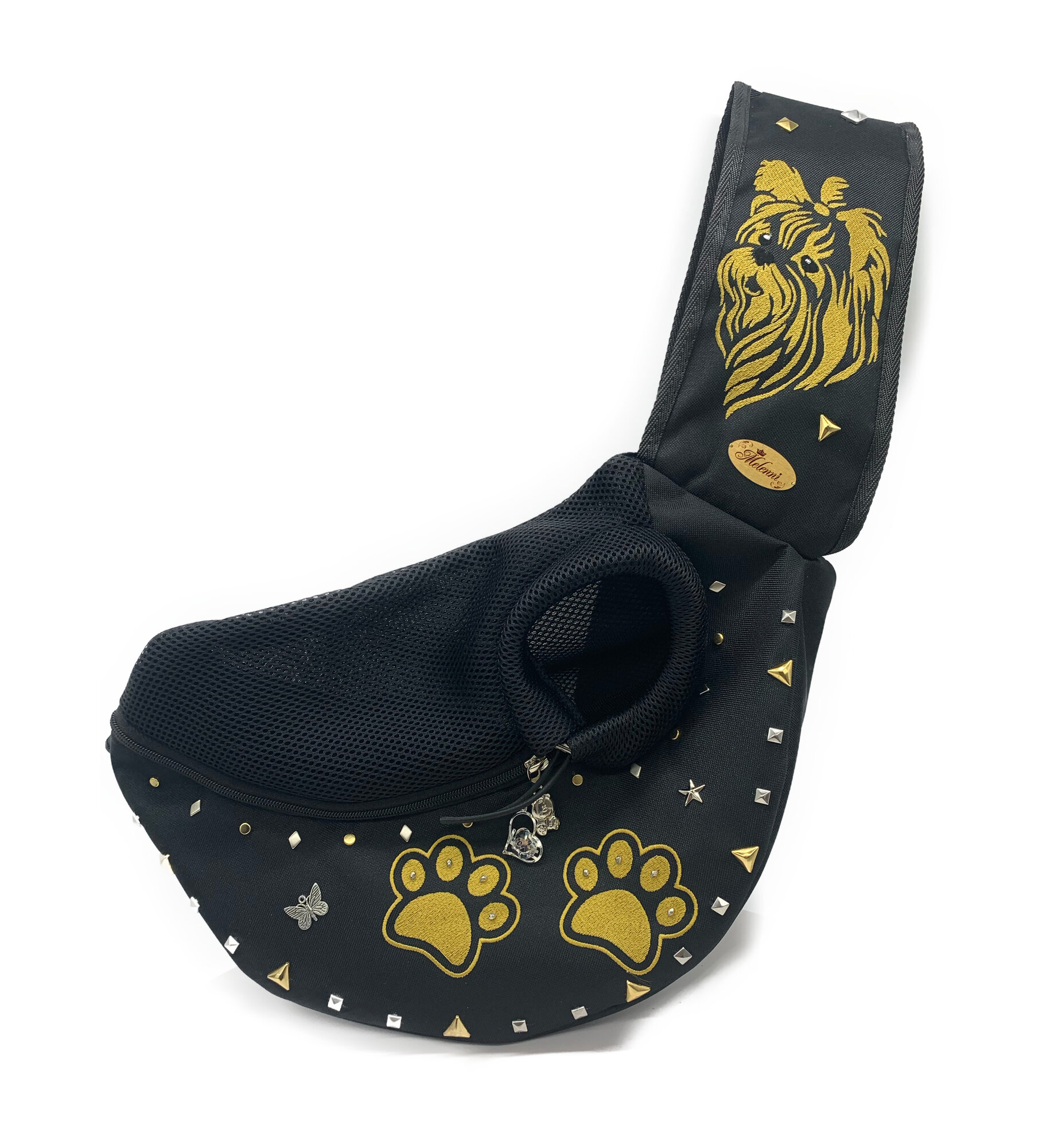 Слинг для животных Melenni Премиум Лапы-Йорк М черный/черная сетка