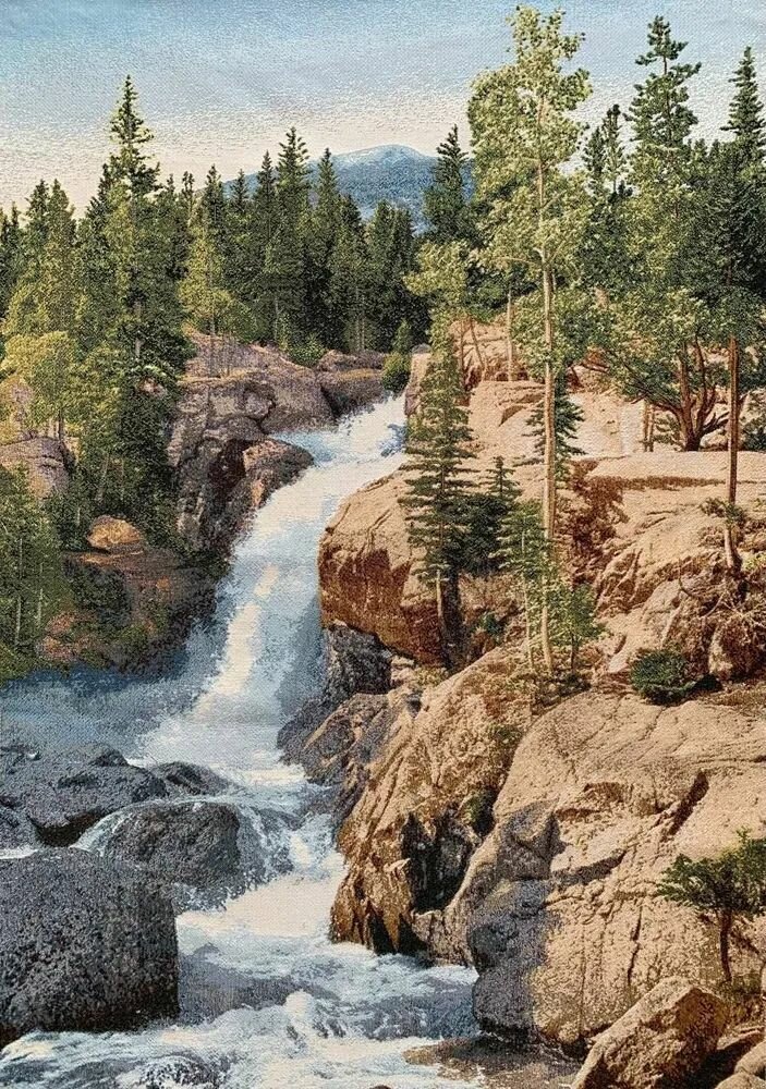 Панно гобеленовое на стену "Горный водопад", 100х70 см / Гобелен