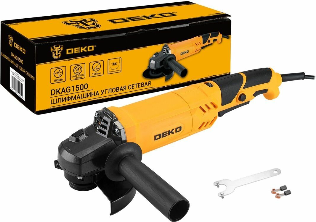 Шлифовальная машина Deko DKAG1500 , 125 мм, 1500 Вт, (063-4297)