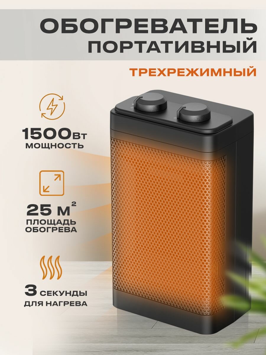 Электрический керамический обогреватель 3 режима работы 5/750/1500W