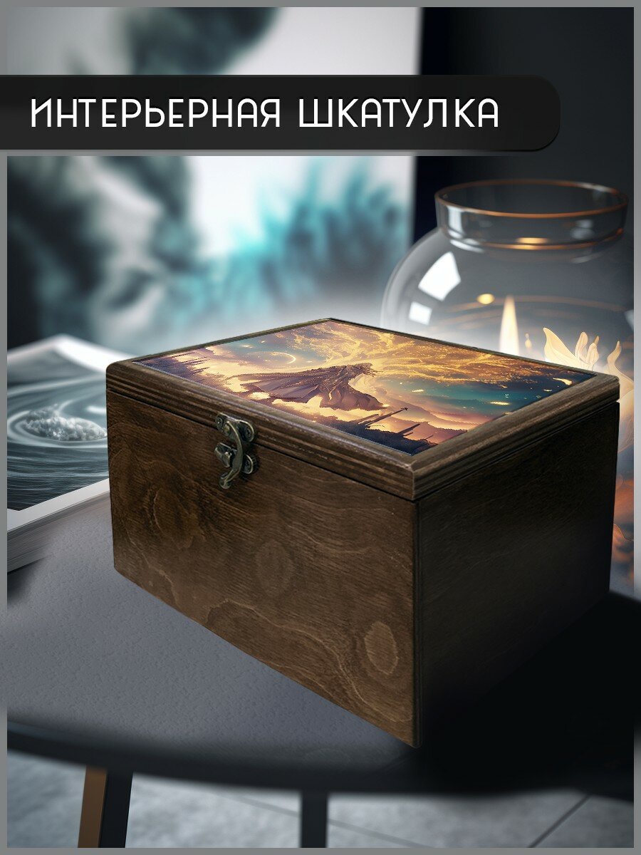 Шкатулка интерьерная для украшений универсальная 22x17x12 см игры elden ring erdtree (элден ринг, маления, мелина) - 514