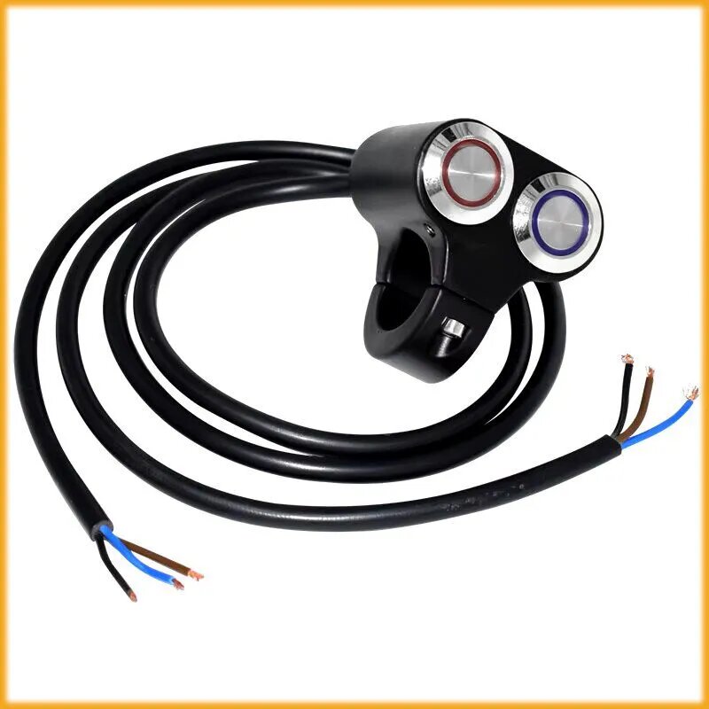 1шт. Двойная кнопка на руль мотоцикла 22 мм переключатель с фиксацией и подсветкой