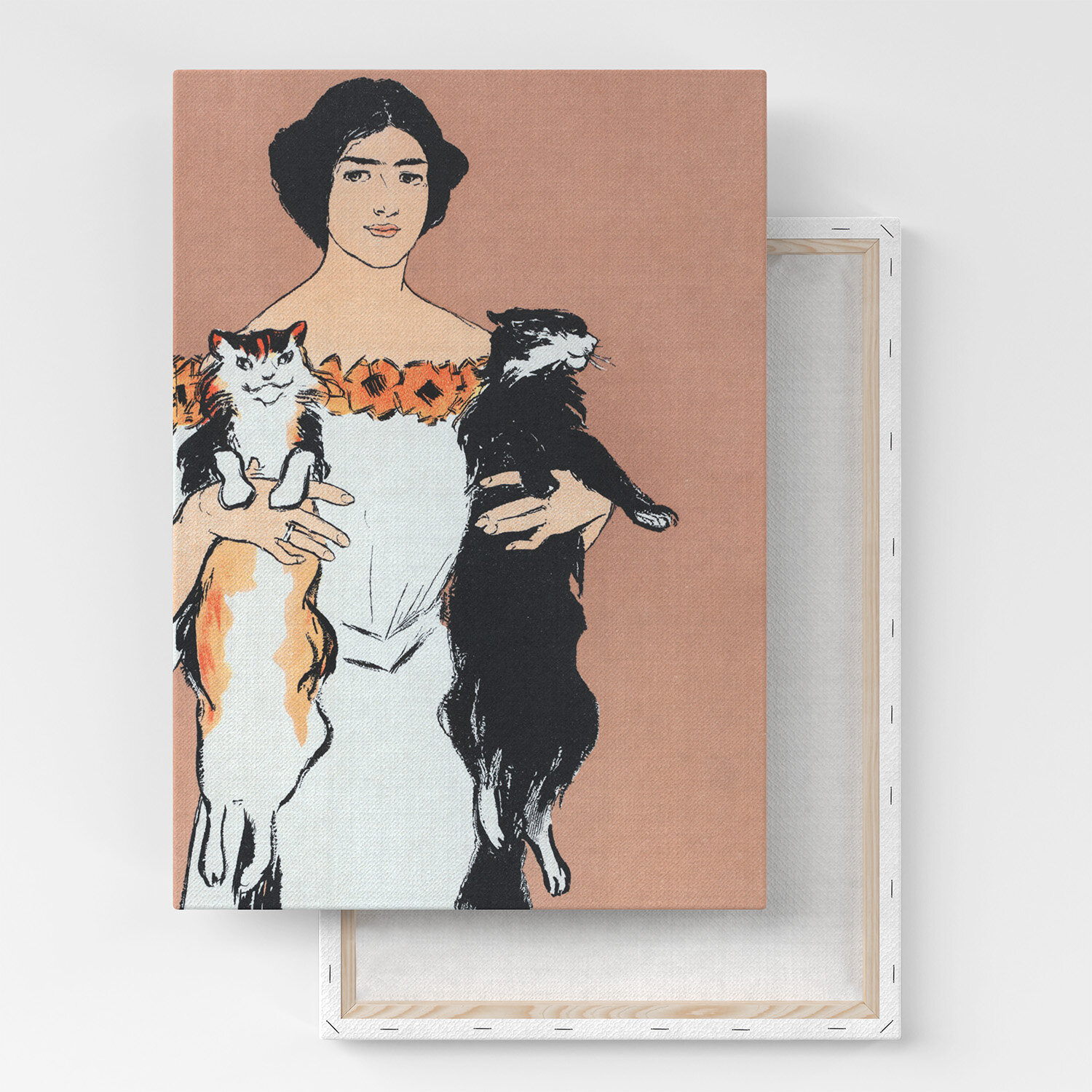 Картина на холсте, репродукция / Эдвард Пенфилд - Woman holding cats / Размер 40 x 53 см