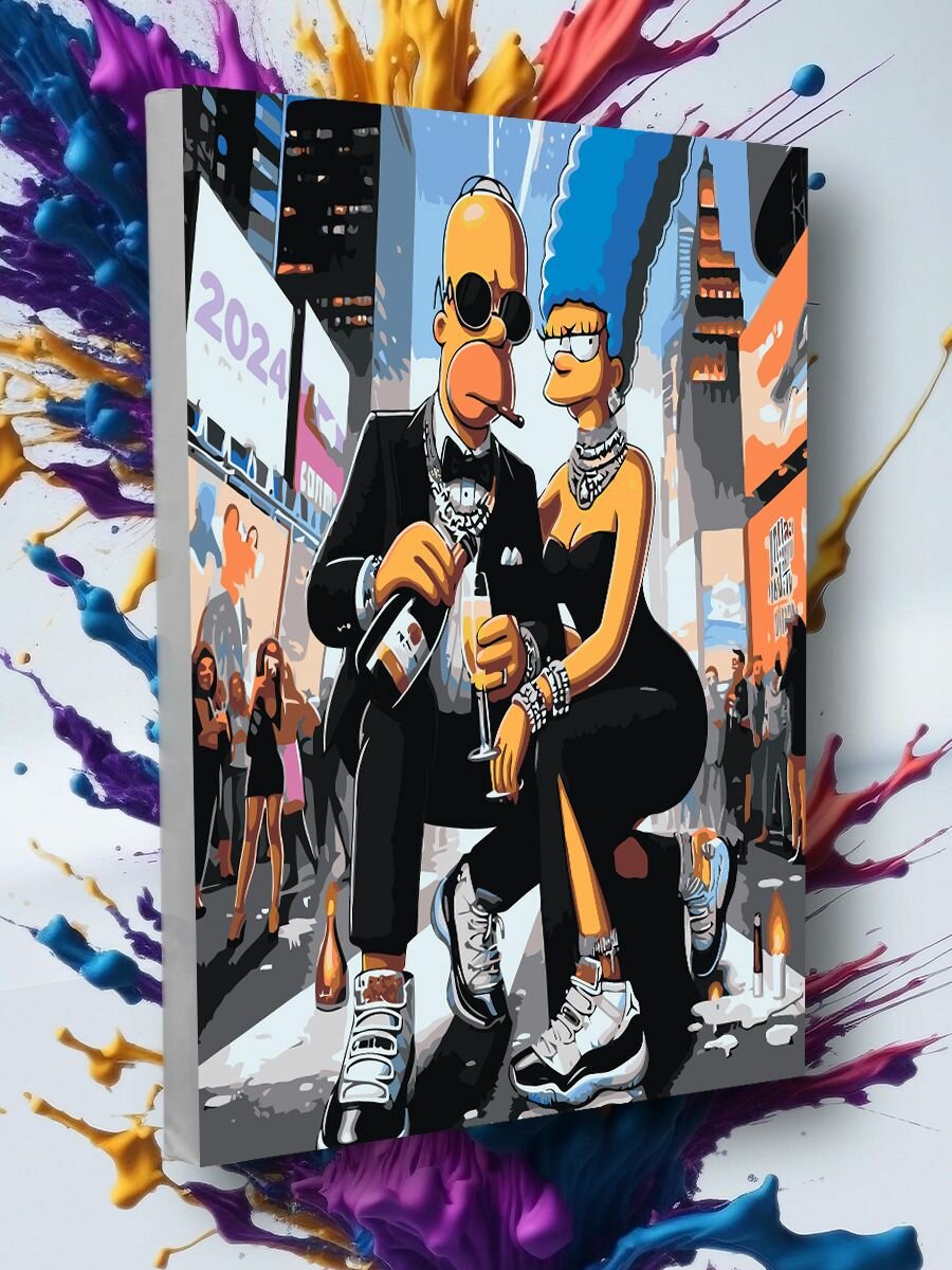 Картина по номерам кисть И холст "Симпсоны", холст на подрамнике, 40x50 см